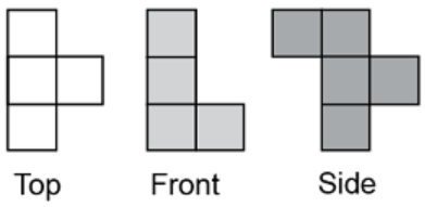 The figure above shows 3 different views of a three-dimensional figure ...