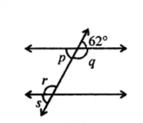 In Fig. 5.62, state which pair of lines are parallel. Give reason.