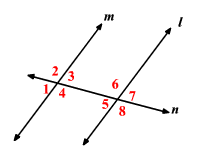 Interior angles on the same side of a transversal with two distinct ...