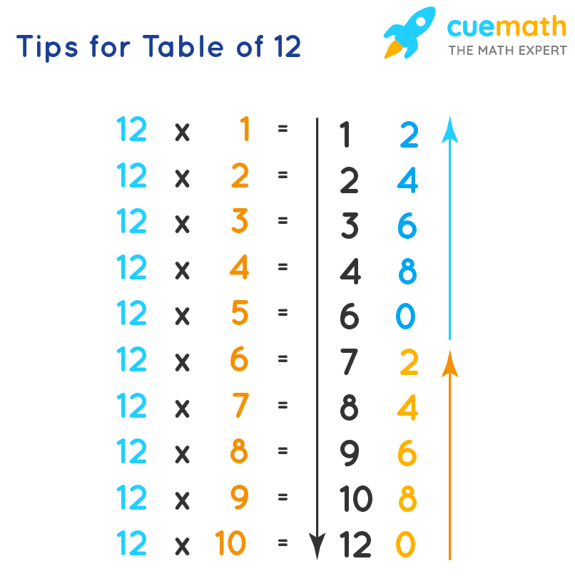 12 Times Table Learn Table Of 12 Multiplication Table Of Twelve